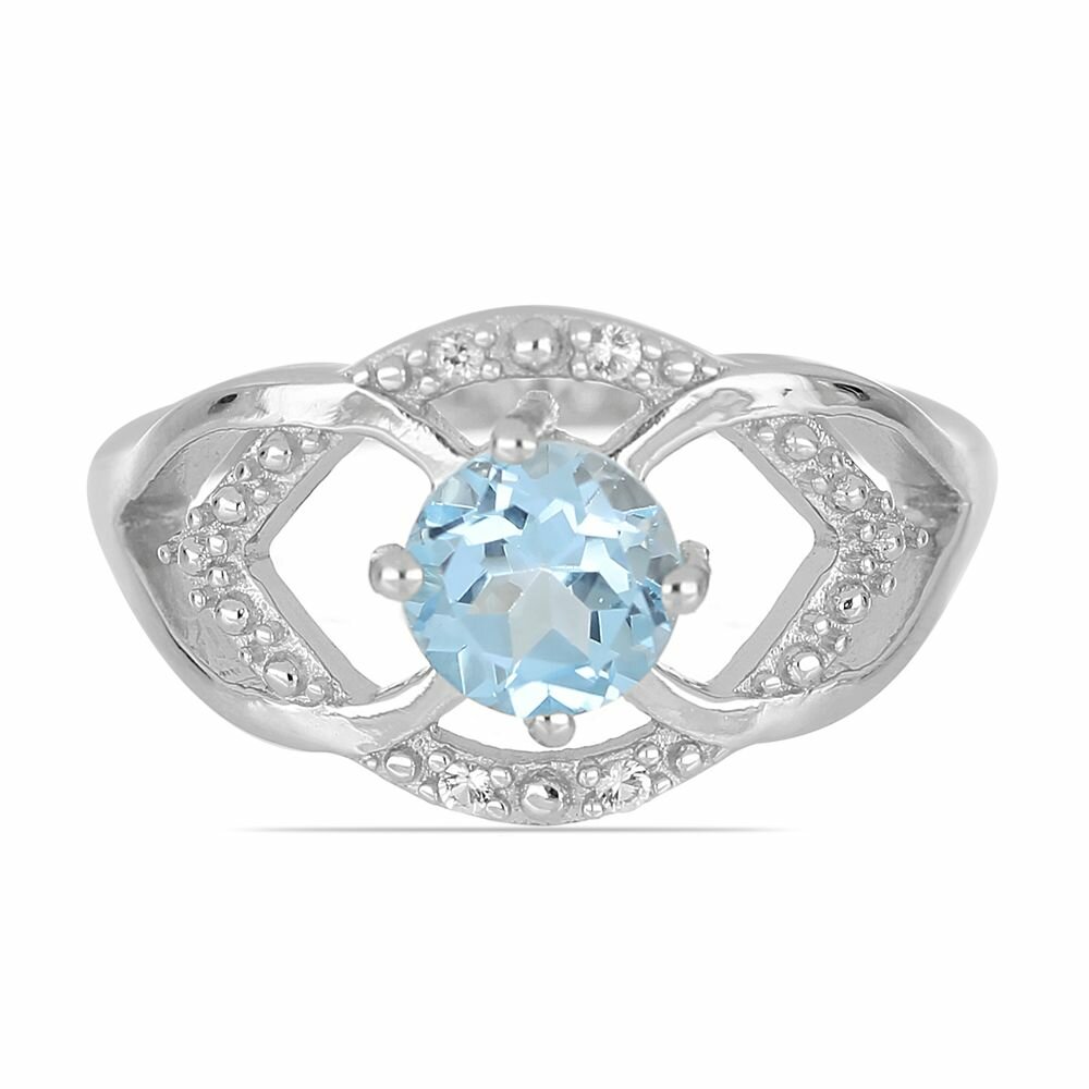 Кольцо тонкое, серебро, 925 проба, родирование, топаз