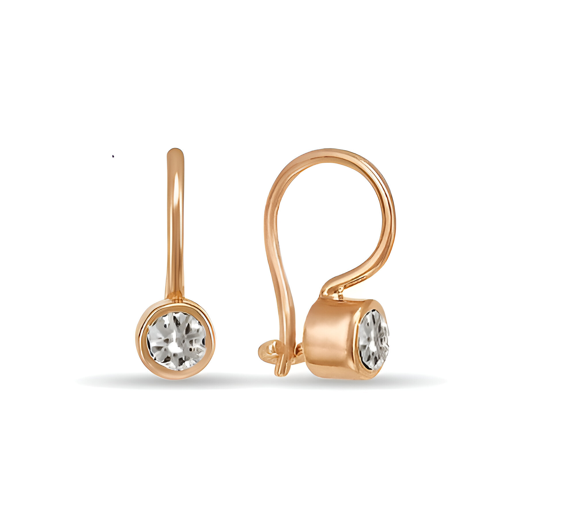 Серьги, красное золото, 585 проба, циркон