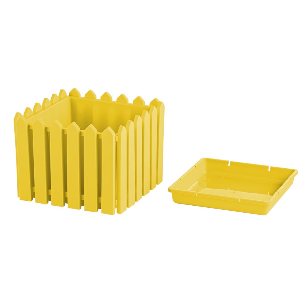 Кашпо пластиковое 'Лардо' с поддоном, 28.3х28.3х21.8см, желтый