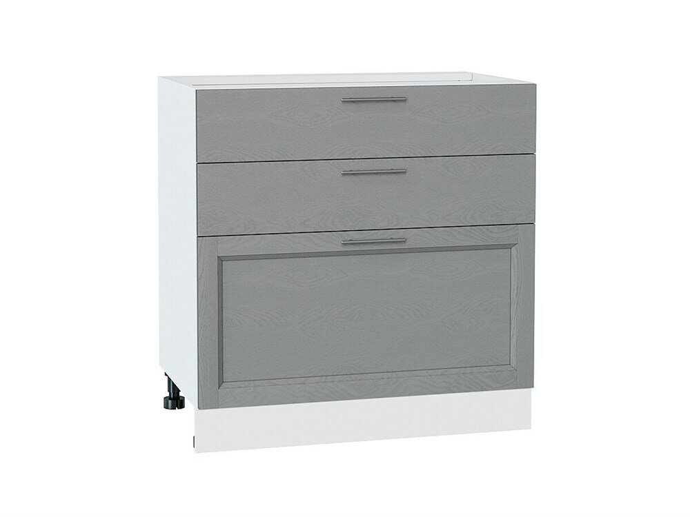 VVT Шкаф нижний с 3-мя ящиками Сканди Белый, Grey Softwood, 800