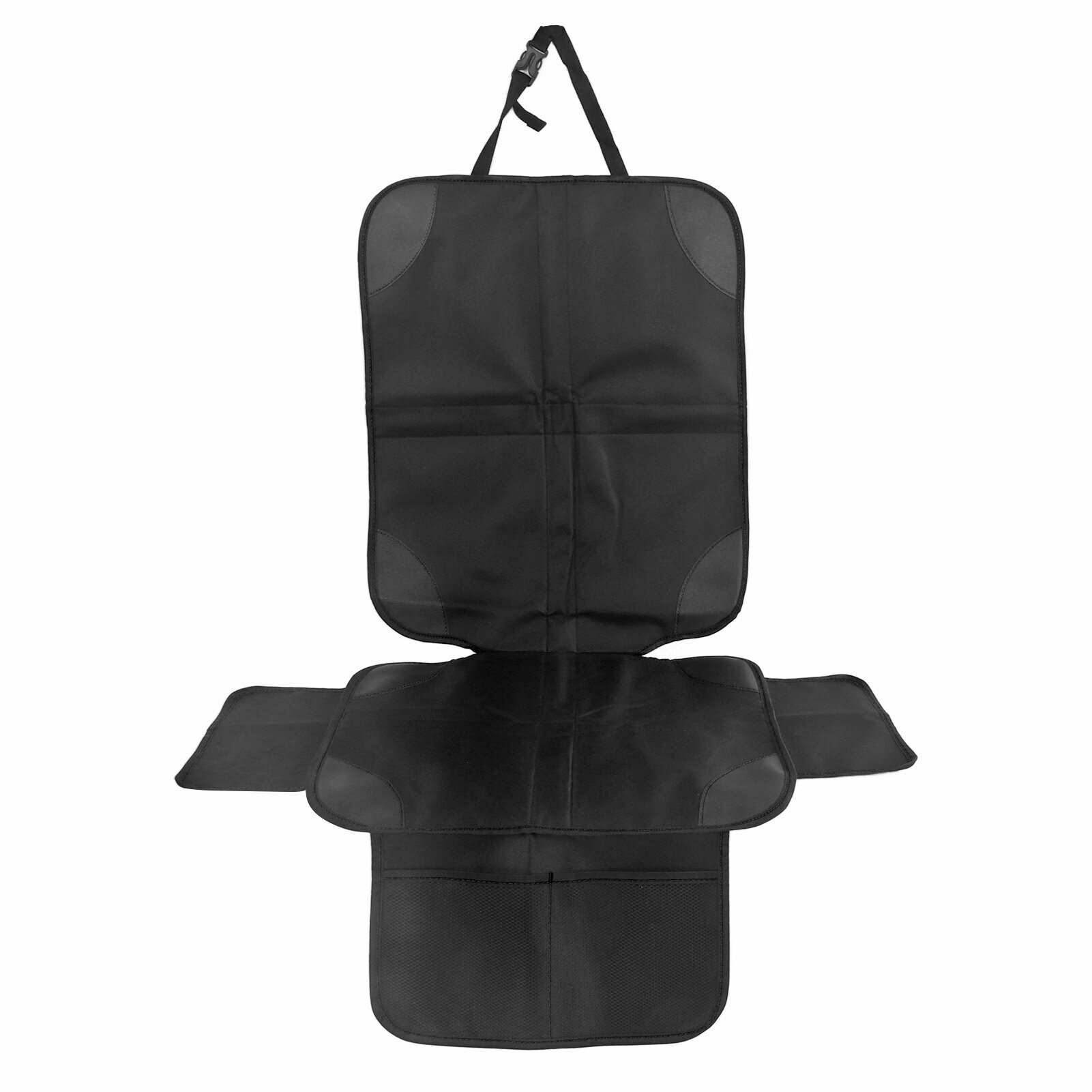 Защитный чехол для детского автокресла, износостойкий, с сетчатыми карманами для хранения, черная линия.