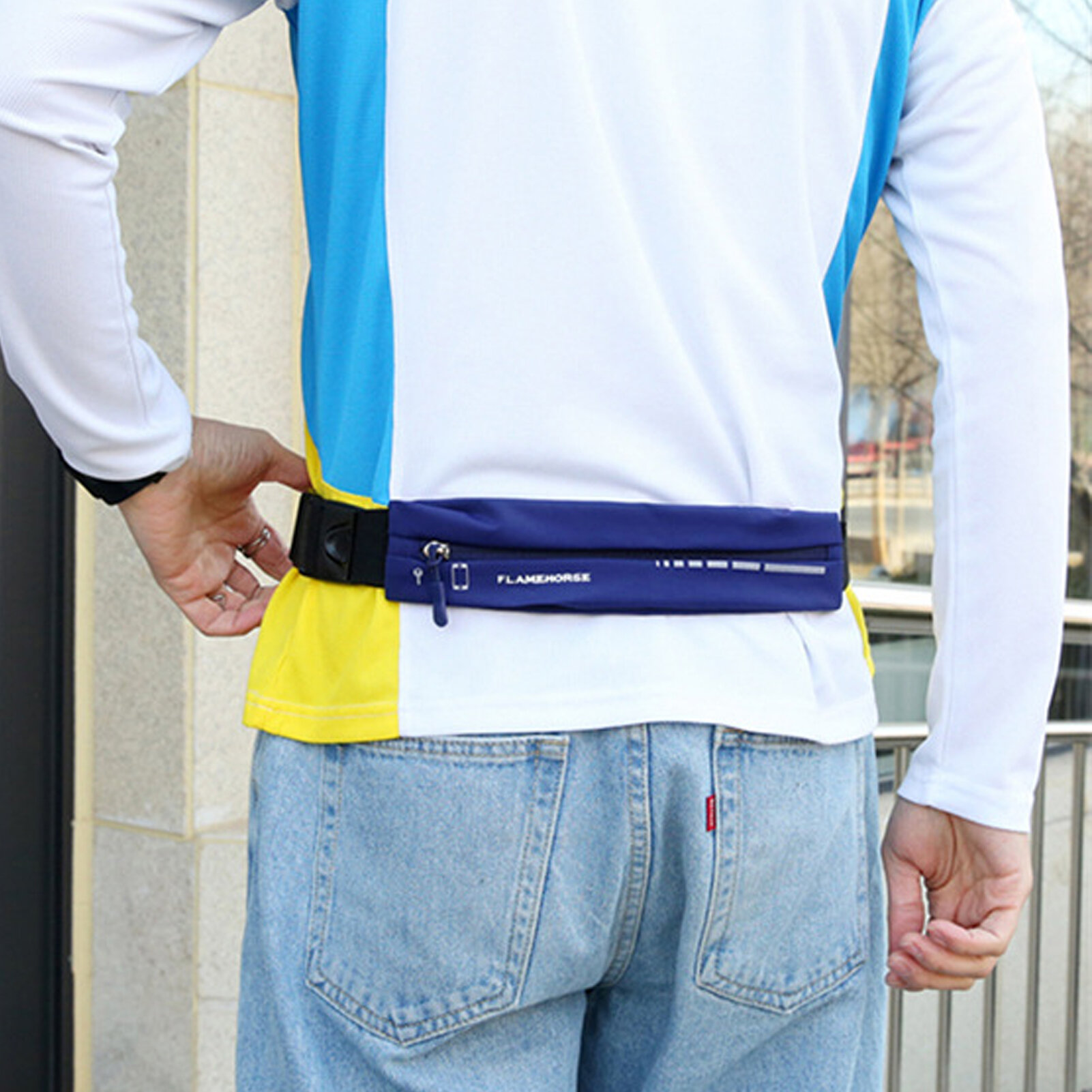 FLAMEHORSE Тонкий беговой пояс спортивная поясная сумка для мужчин и женщин для бега держатель телефона со светоотражающей полосой поясной чехол для тренировок верховой езды ходьбы