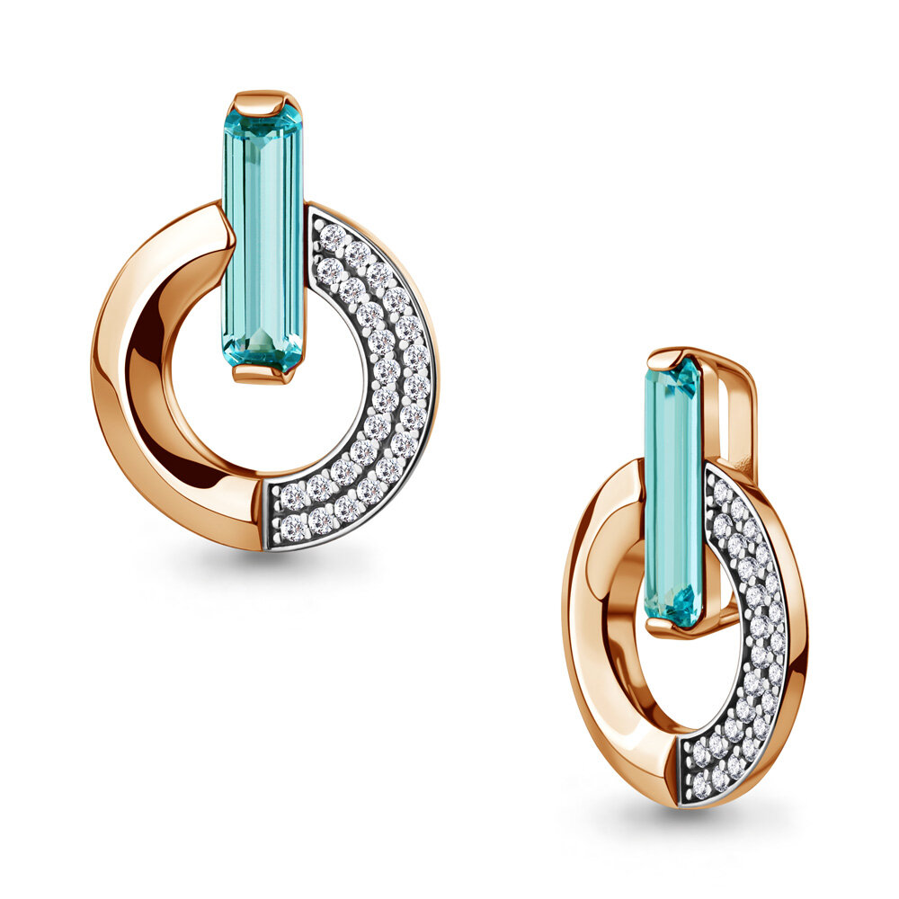 Подвеска, серебро, 925 проба, родирование, золочение, фианит, турмалин синтетический