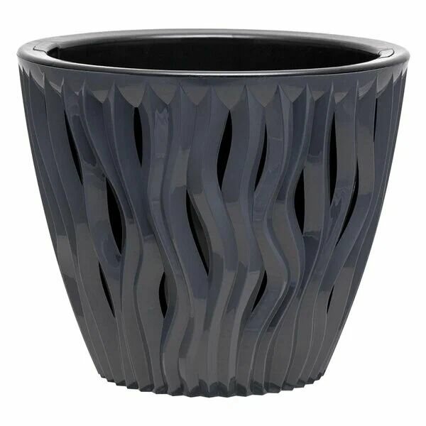 Кашпо ВМС "Вдохновение" 2,25 л, цвет Антрацит, со вставкой