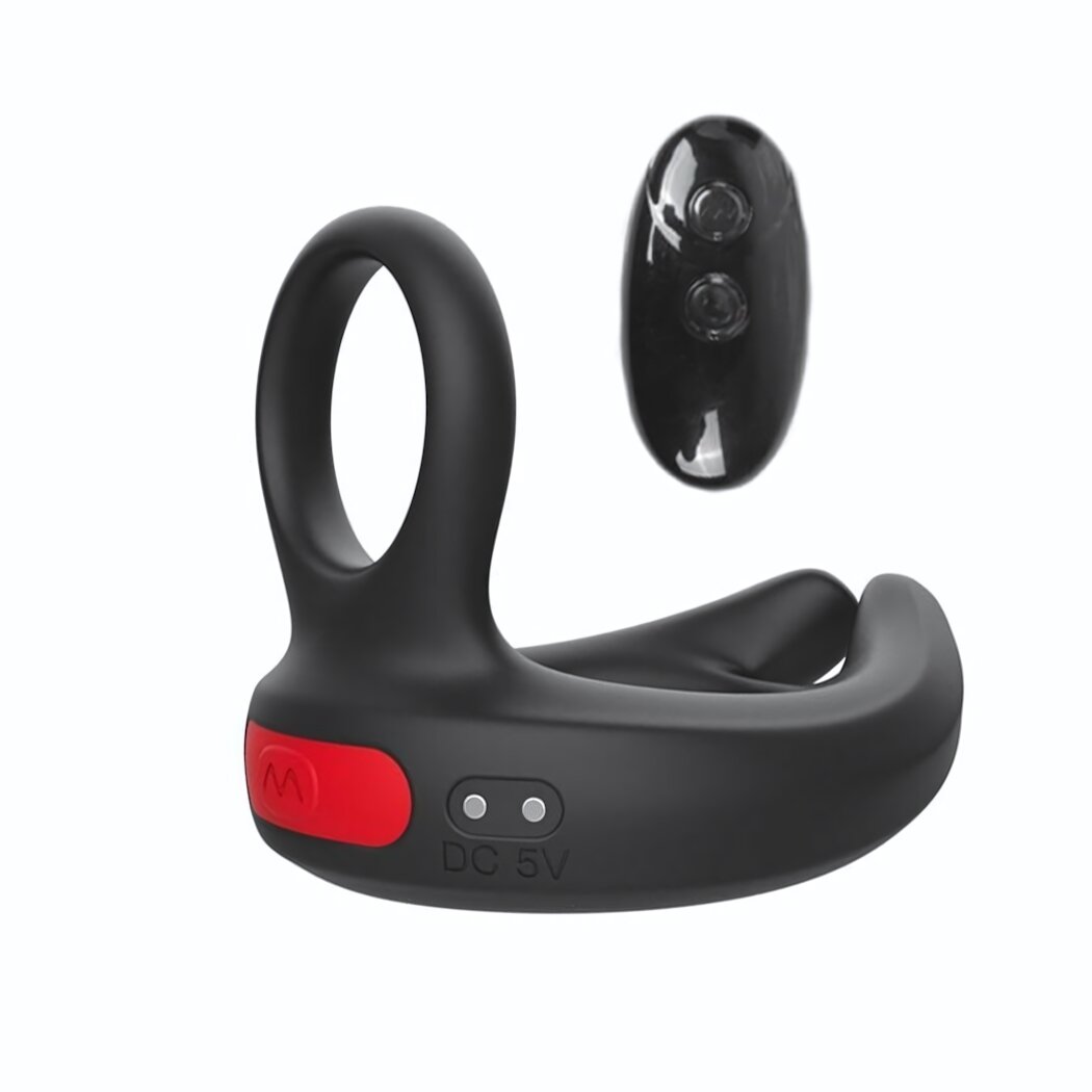 Эрекционное кольцо 'Cock Ring' с пультом ДУ, черный, d=3.3см