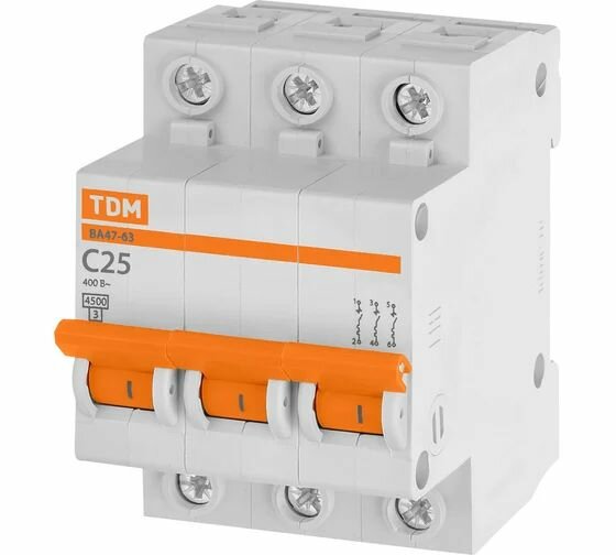 Автоматический выключатель TDM ВА47-63 3Р 25А SQ0218-0021
