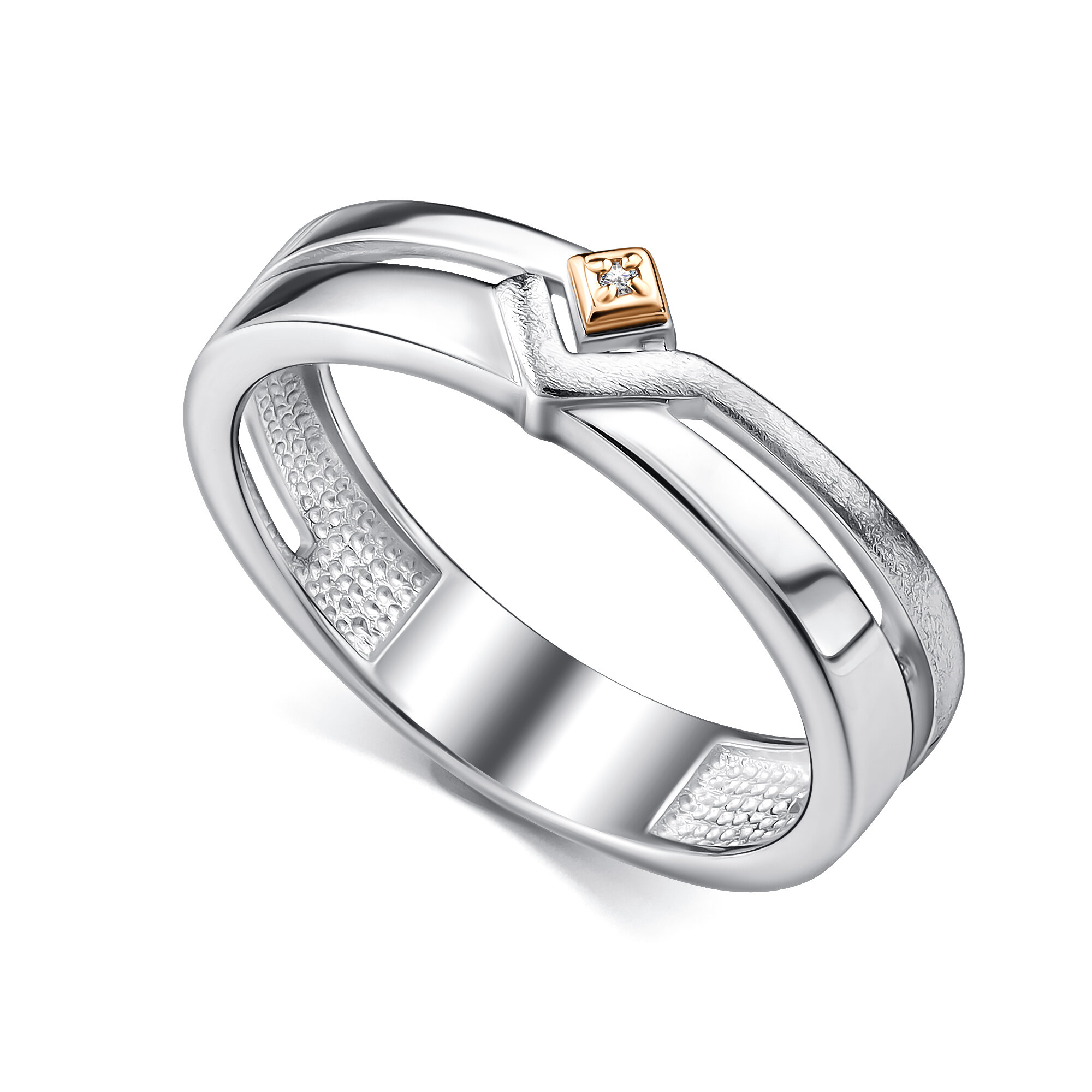 Кольцо, серебро, 925 проба, родирование, бриллиант