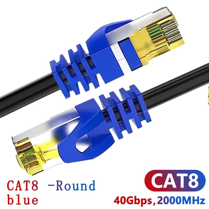 HENGSUR CAT8 Ethernet кабель 40 Гбит/с CAT 8-Round-Blue, 1.5m