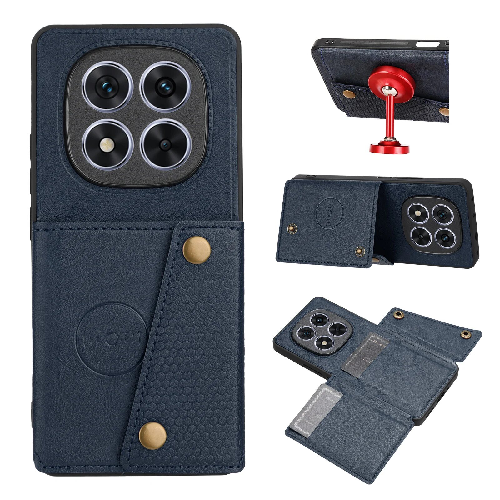 Redmi Note 14 PRO 15 4G 5G PLUS PRO+ Флип-кожаный чехол-бумажник с Синий, Синий, REDMI NOTE14PRO 4G
