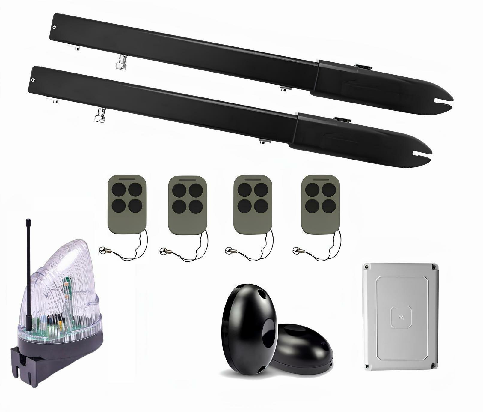 Автоматика для распашных ворот KSW-3000 FULL-T4-5K, комплект: 2 привода, блок управления, 4 пульта, фотоэлементы, лампа