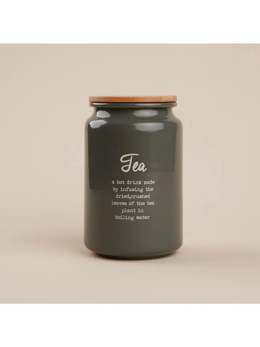 Банка для чая SL Home, 9,5×14 см, цвет серый, с бамбуковой к