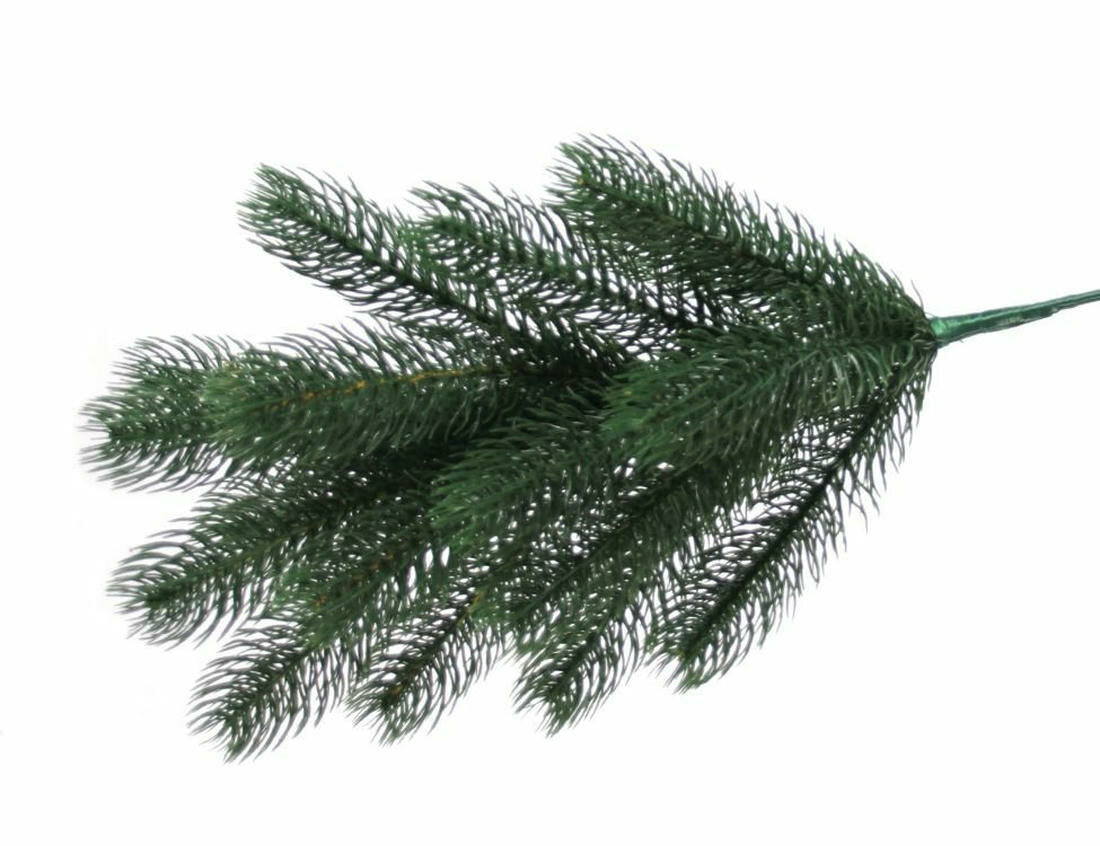 Ветка хвойная, хвоя 100% литая РЕ, 30 см, Премиум елка