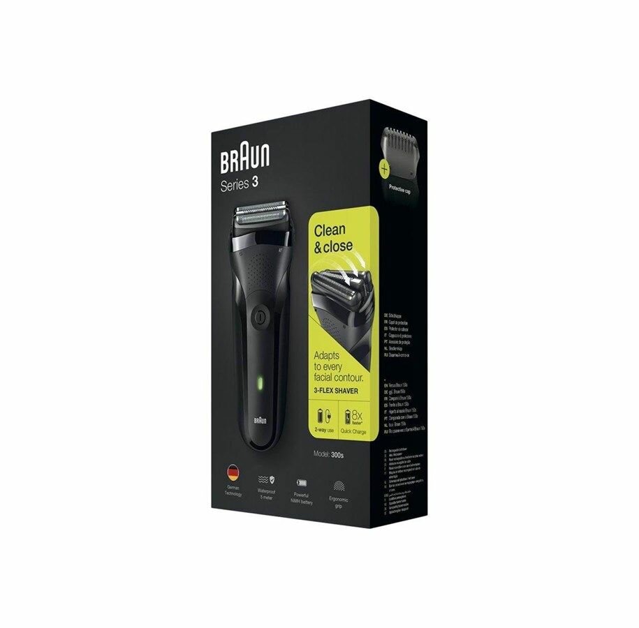 Braun series 3 301s, моющаяся бритва с защитным кожухом, 3 головки, синяя