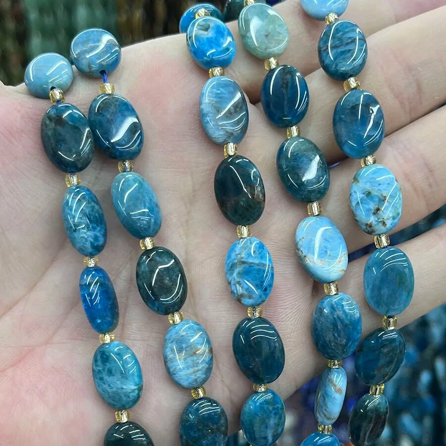 Синий апатит, бусины, AVANKY, 15x10x14 мм