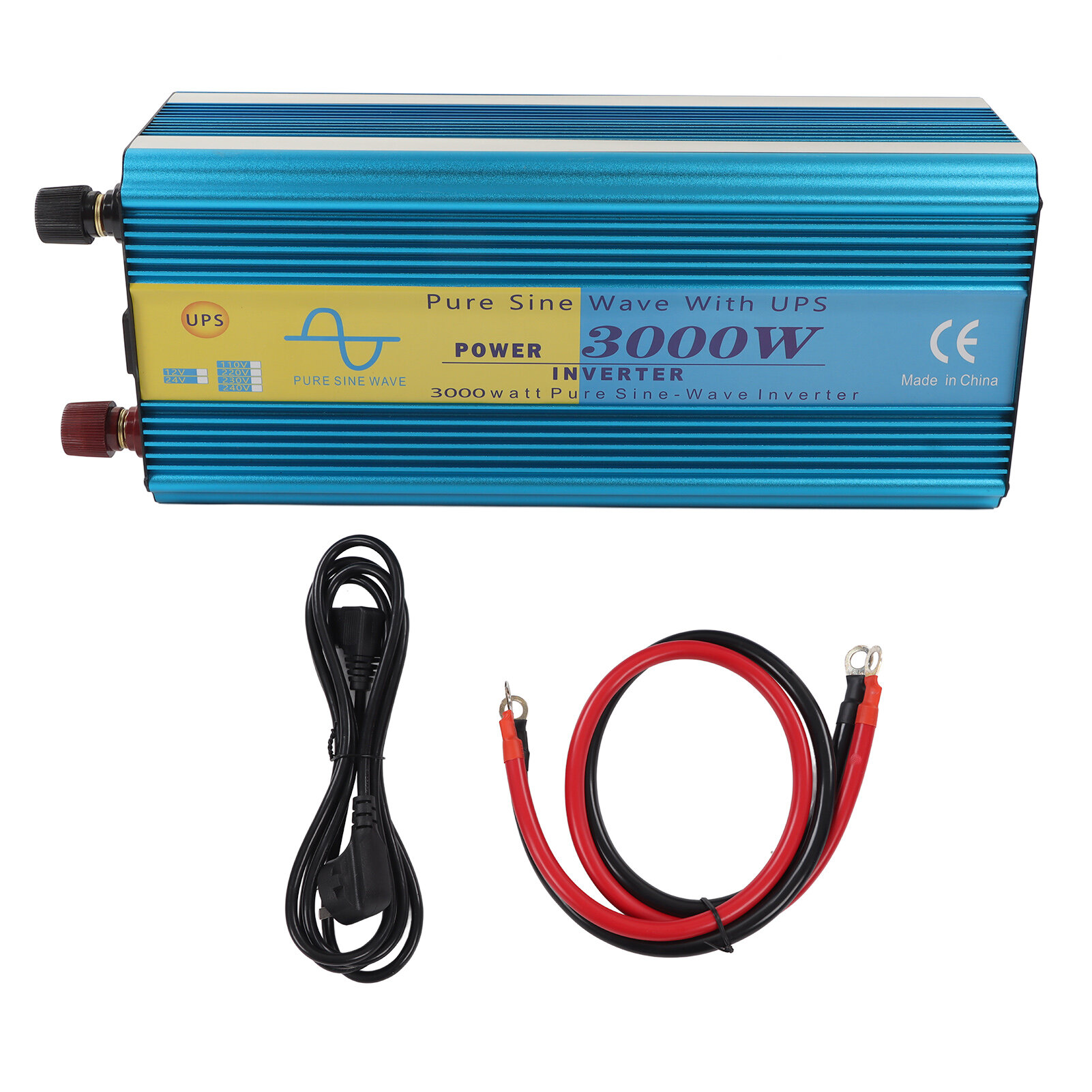 Инвертор UPS 3000 Вт (пик 6000 Вт), чистый синус, DC24V -> AC230V, USB, LCD, для RV, вилка AU