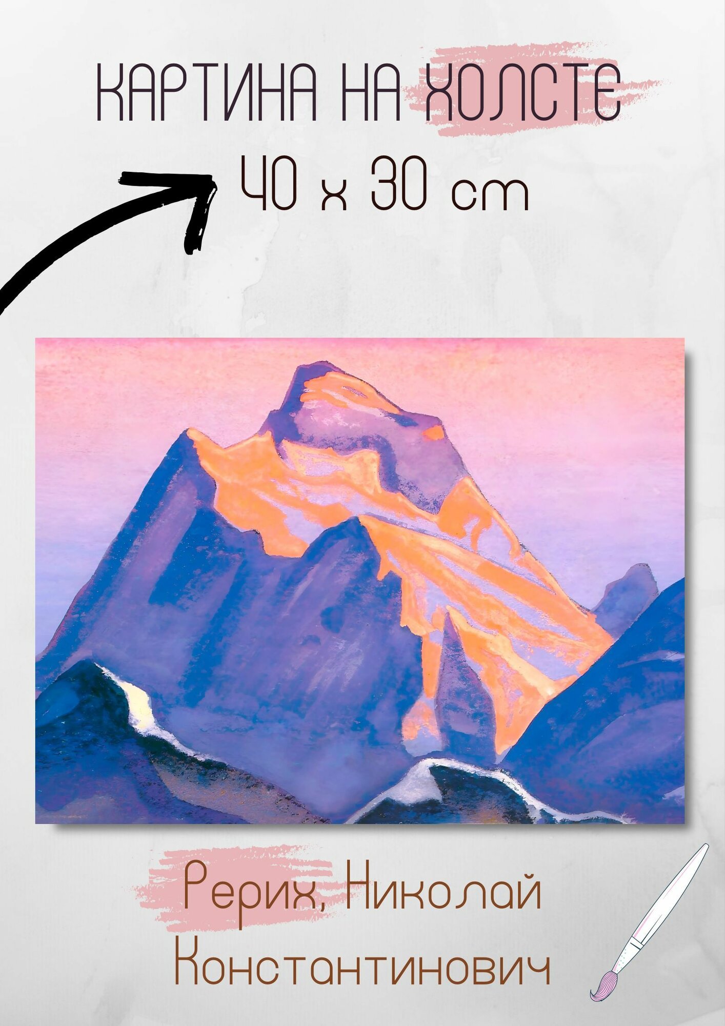 Рерих Николай Константинович "Гималаи (Этюд) (08)". Картина на холсте 30х40 см репродукция