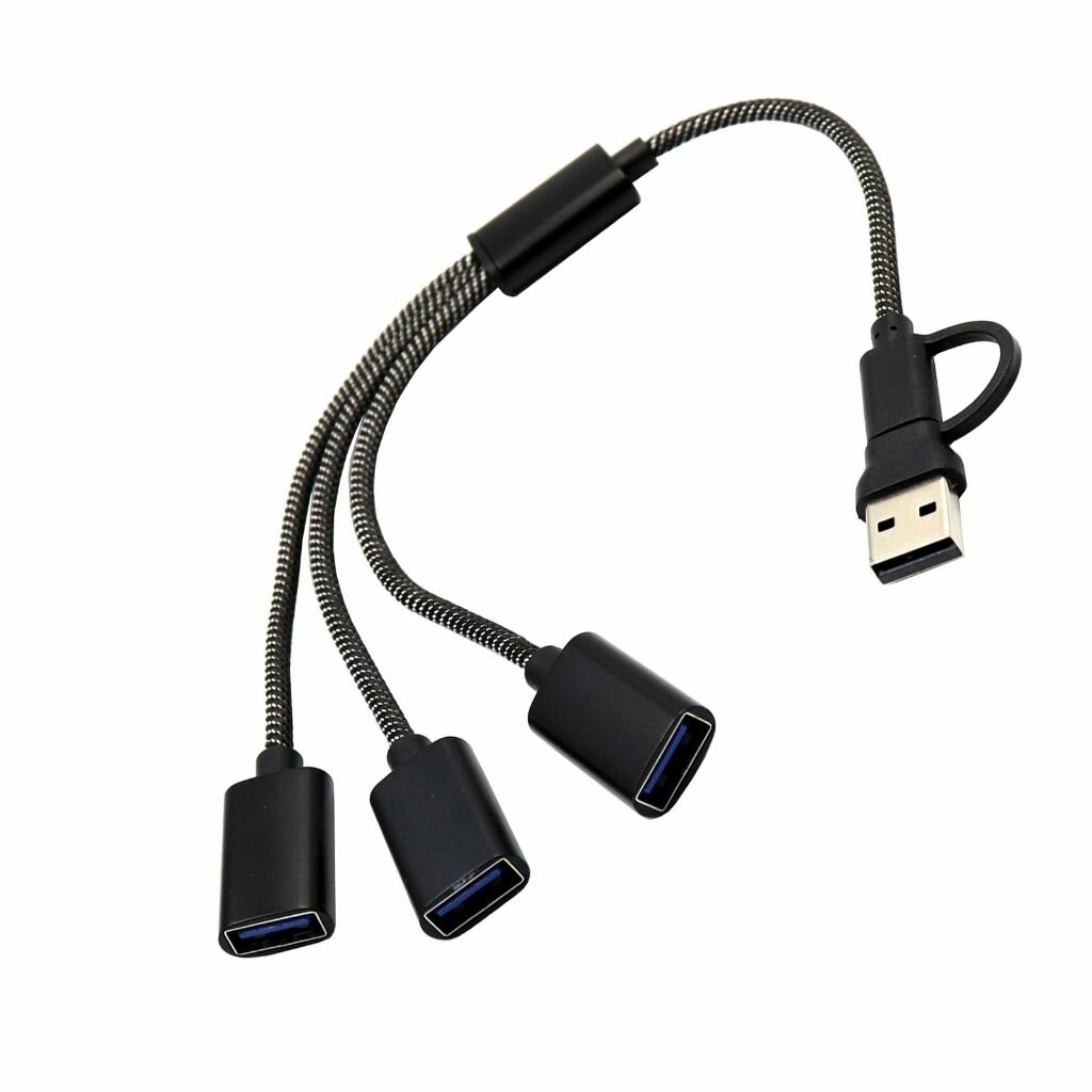 Тип C + USB-разъем типа "два в одном" к USB-разъему-розетке-три USB-разъема