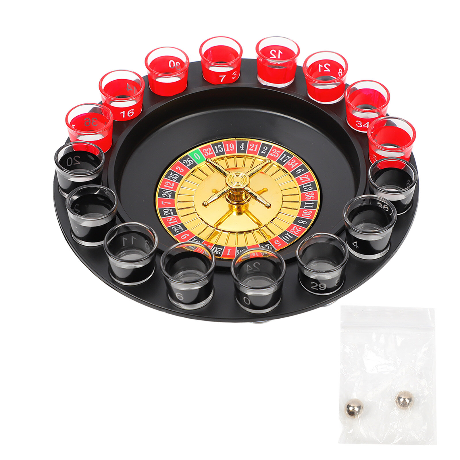 Игровой набор с вращающимся столиком для питья, 16 рюмок и 2 металлическими шариками. Бесконечная веселая игра для вечеринок с напитками для взрослых.