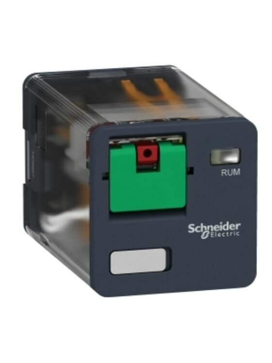 Реле электромеханическое: 2CO 10A AgNi, Uкат. 230V AC, контакты Faston, кнопка Тест