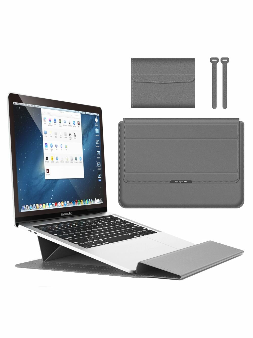 Чехол трансформер для MacBook 15 / 16 Hand Support Stand серый