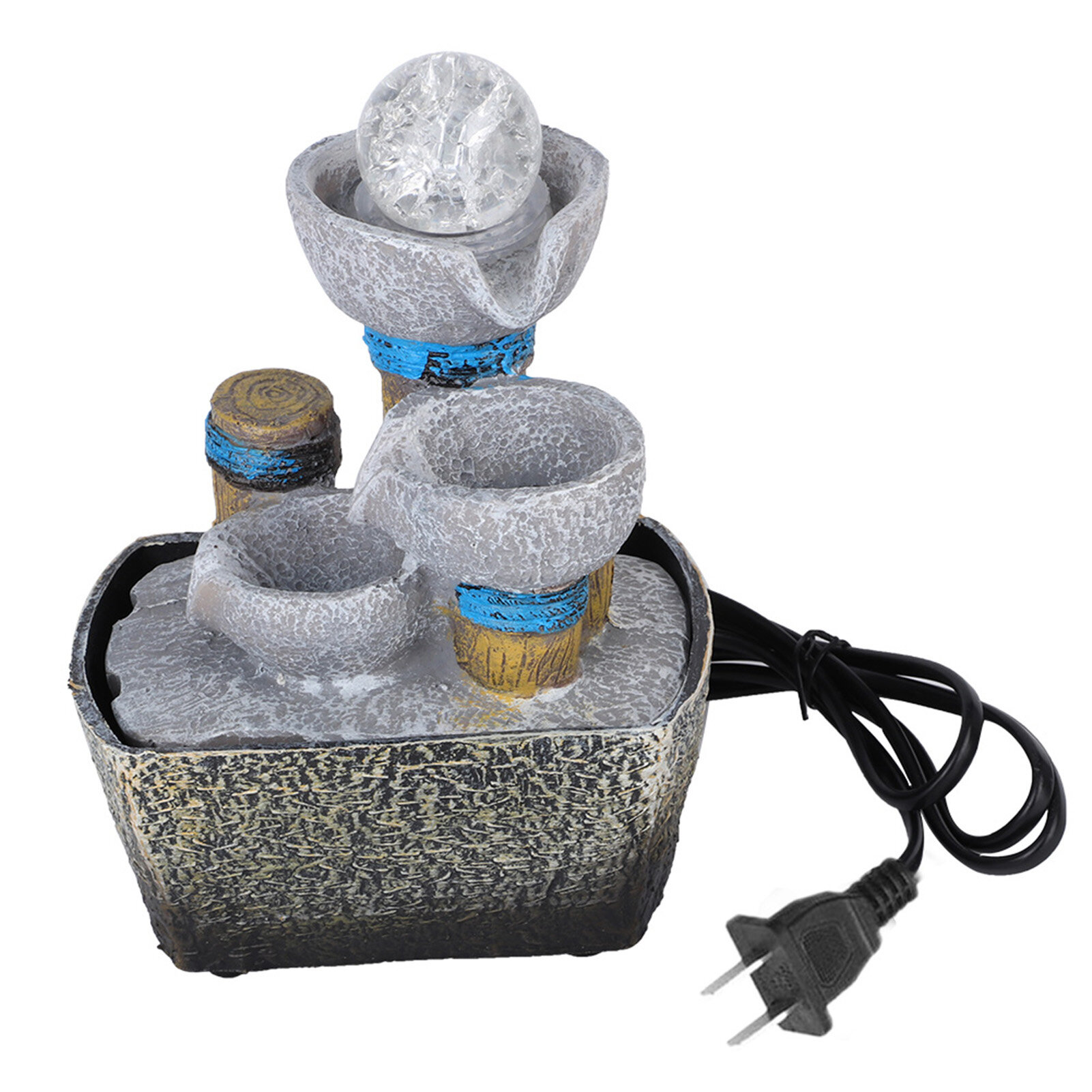 Мини-настольный фонтан уникальной формы, настольная имитация водопада для домашнего офиса, отеля, вилка стандарта США 110 В, тихая и расслабляющая водная функция