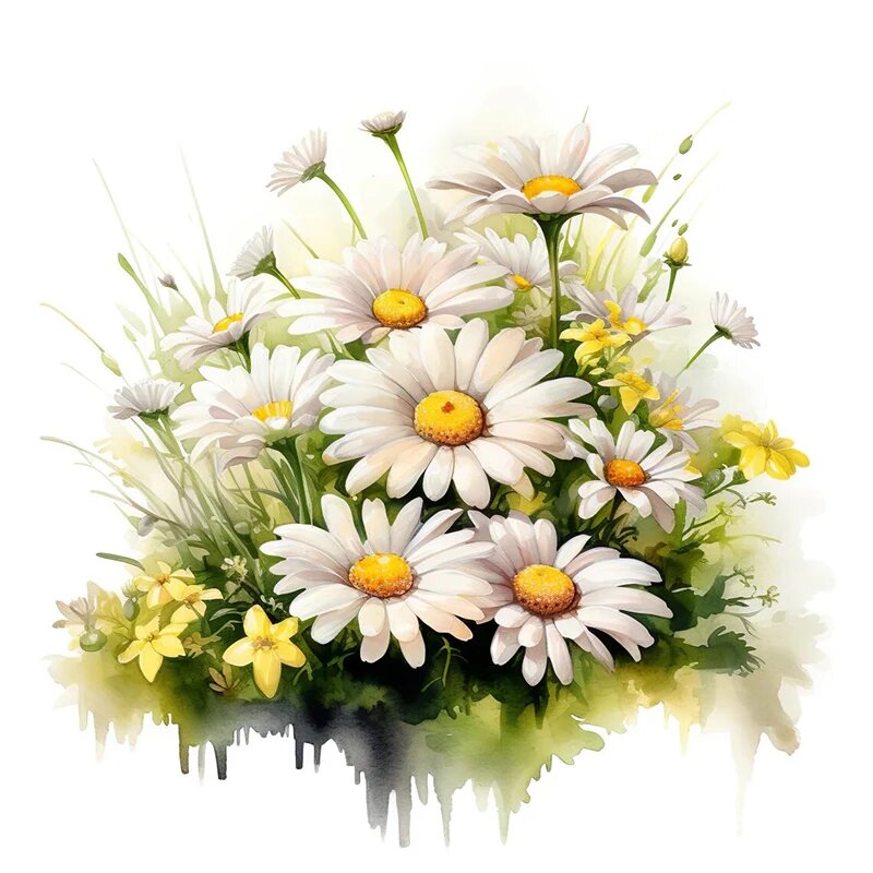 Красивая акварельная наклейка с изображением ромашки, водонепроницаемая наклейка на стену дома, используется для стены, ванной комнаты, шкафа, двери, туалета, автомобиля, ноутбука