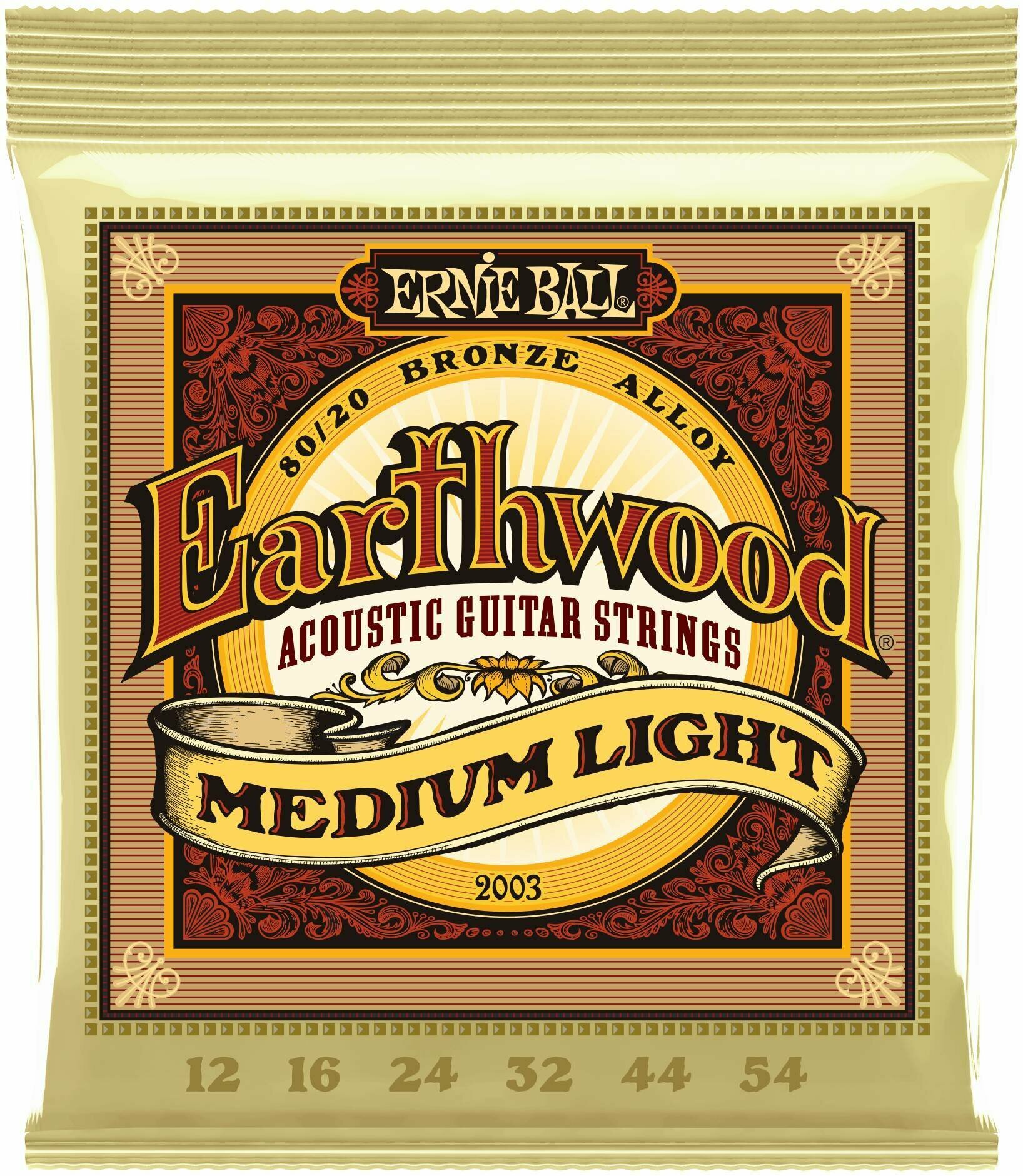 ERNIE BALL 2003 Earthwood 80/20 Bronze Medium Light 12-54 - Струны для акустической гитары