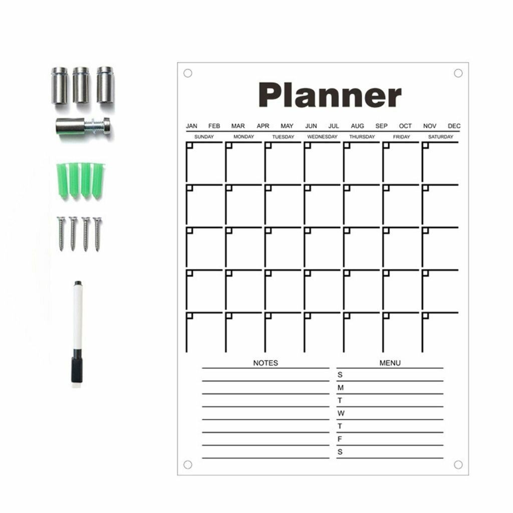 Прозрачный акриловый календарь сухого стирания без магнитной доски для настенных белых досок