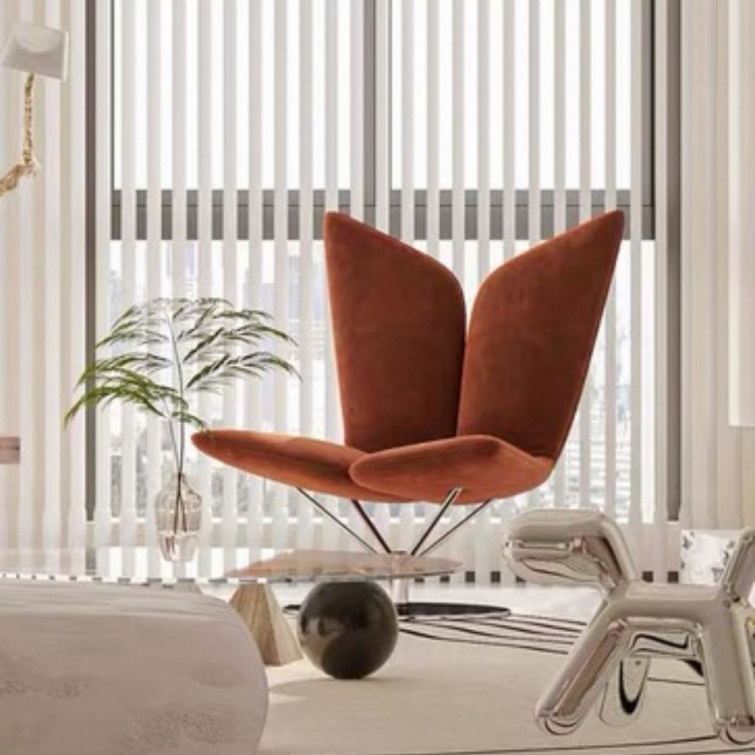 Дизайнерское кресло на дисковом основании Masseto (кирпичный)