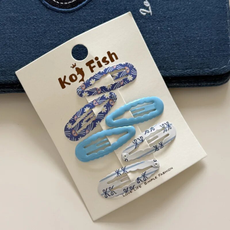 Корейские заколки для волос Koifish, 4 шт, цвет 08 Bow Blue Water