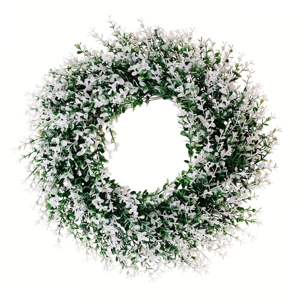 Искусственный Венок из Белых Зеленых Листьев, Венок для Входной Двери, Весенний Венок для Входной Двери, Фермерские Дома, Садовые Свадебные Украшения