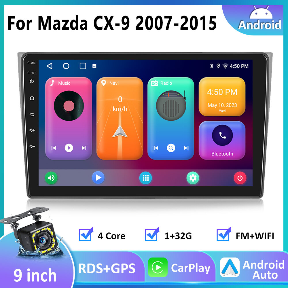 Магнитола для Mazda CX-9 2007-2015 , Автомагнитола для Мазда, Android 1+32GB 2din Мультимедиа Bluetooth FM WIFI Автомобильный