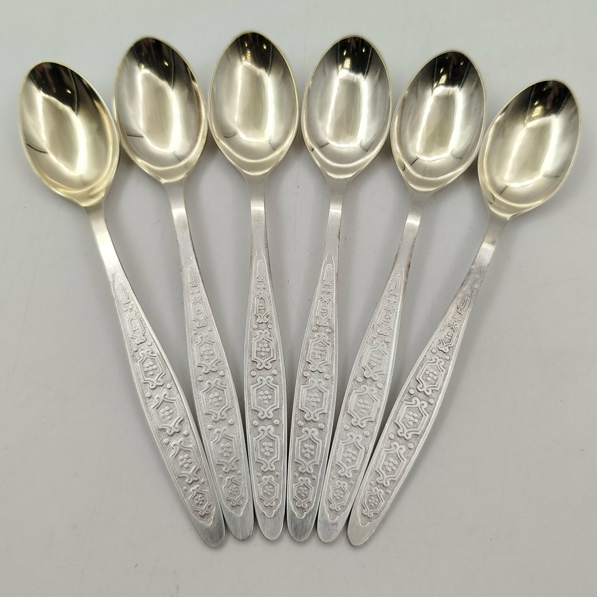 Набор чайных ложек с геометрическим узором на 6 персон, мНЦ (медь-никель-цинк)