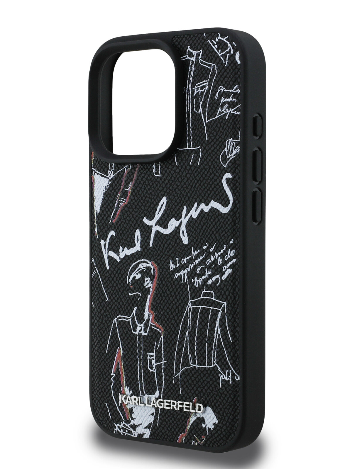 Чехол Karl Lagerfeld для iPhone 15 Pro Max с магнитами MagSafe, из зернистой экокожи, черный
