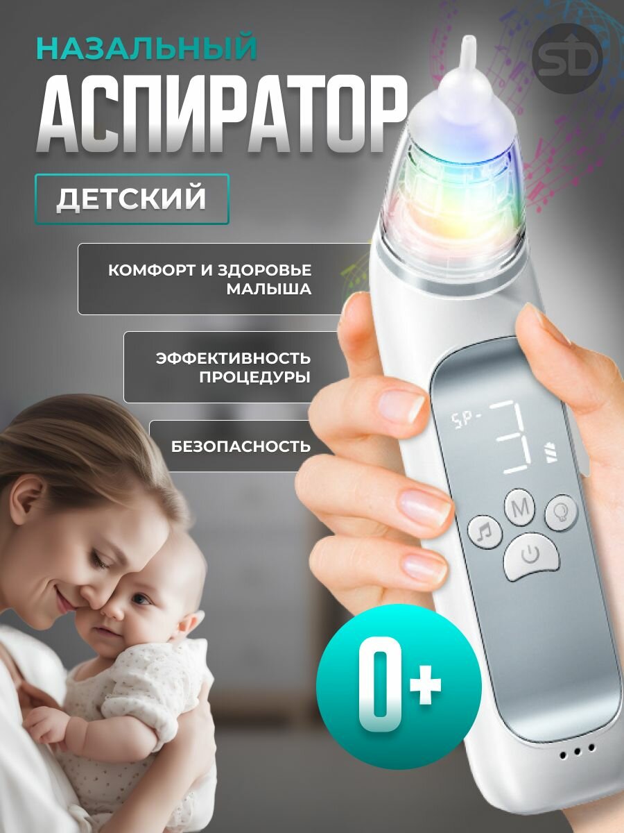Аспиратор назальный детский , электронный соплеотсос для новорожденных и малышей