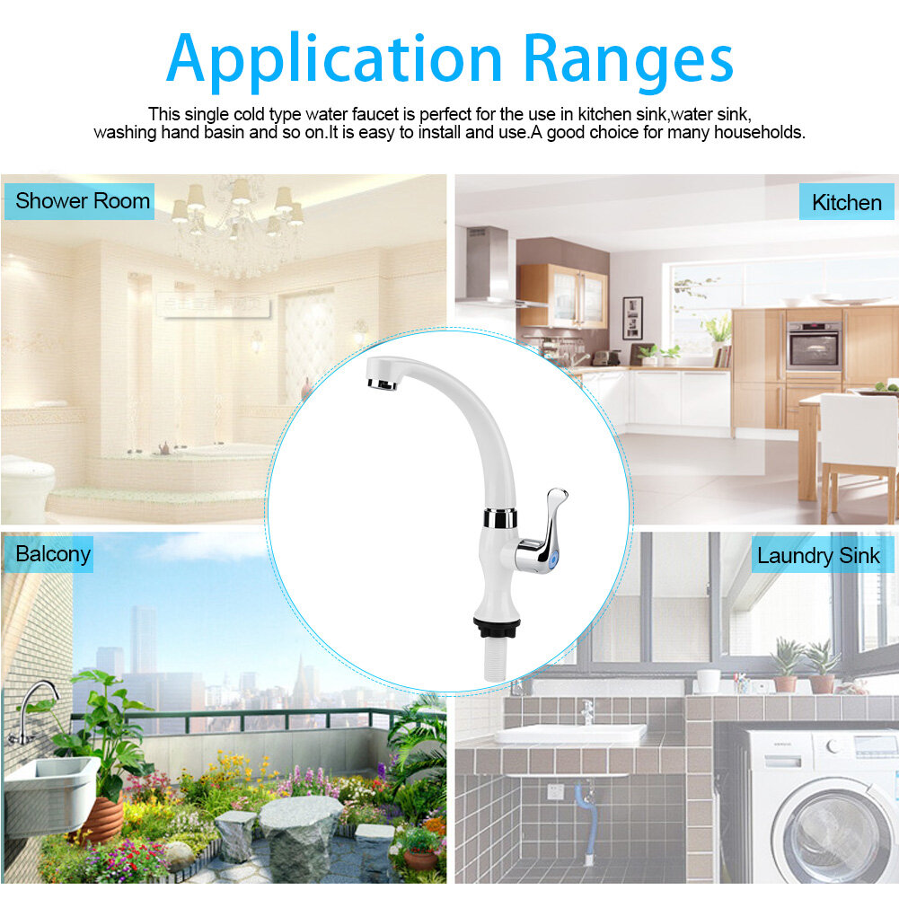 Смеситель для холодной воды из АБС-пластика, однорычажный, для кухонной мойки и ванной комнаты, с резьбой G1/2, прочный сантехнический аксессуар