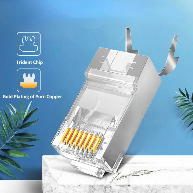 Сетевой кабель RJ 45 Cat 7 8P8C, обжимной разъем Ethernet, LAN, 10 шт, экранированные металлические разъемы RJ45 CAT7, модульная вилка