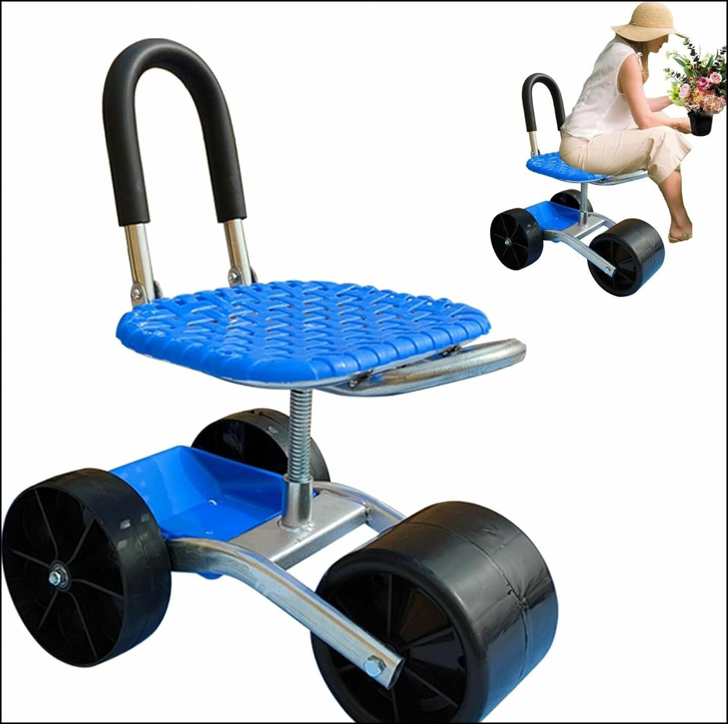 Передвижной табурет для дачи и сада на колесах