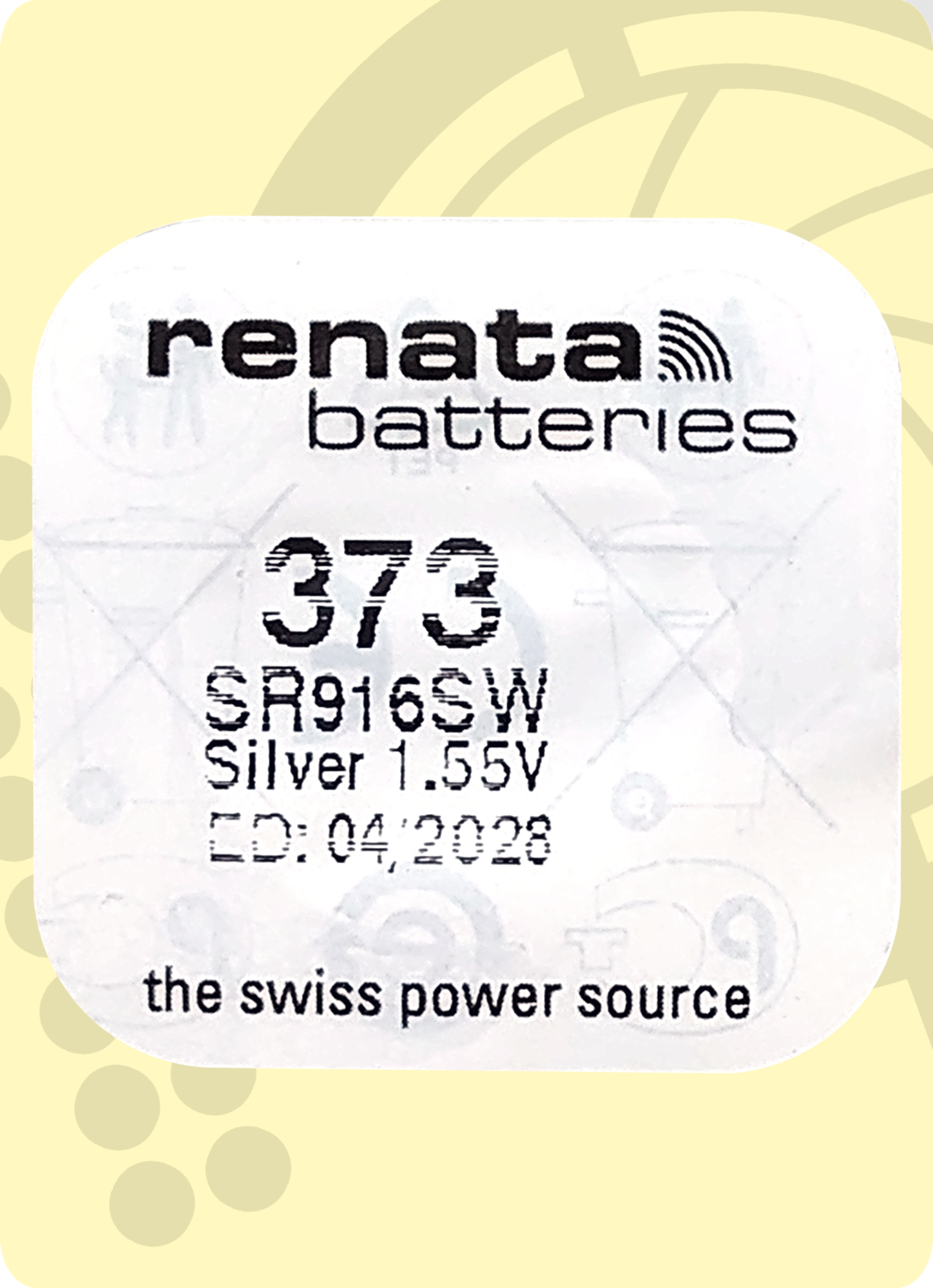 Renata 373 (SR916SW) | 1.55 Вольт, Оксид Серебра (silver oxide) батарейка - 1шт.