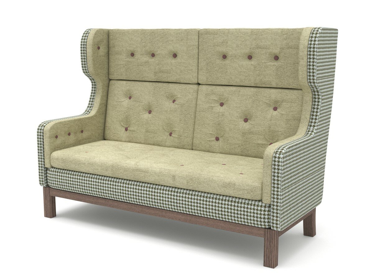 Дизайнерский диван Soft Element Эликсир Yellow + Morris 5 двухместный, желтый, жаккард, стиль лофт, в салон красоты