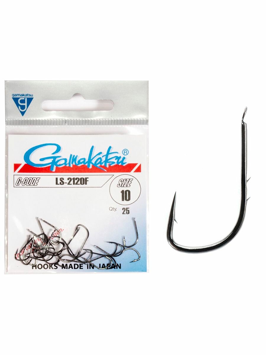 Крючки Gamakatsu LS-2120F HOOKS BLACK размер 10 (упк.25шт.)