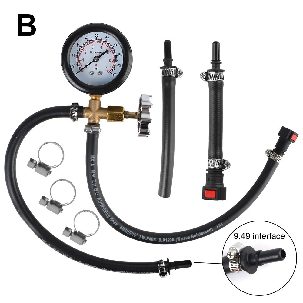 Манометр давления масла 6.3/9.49 с адаптером, тестер давления топлива для автомобиля, инструмент для автосервиса, 0-7 бар/100.