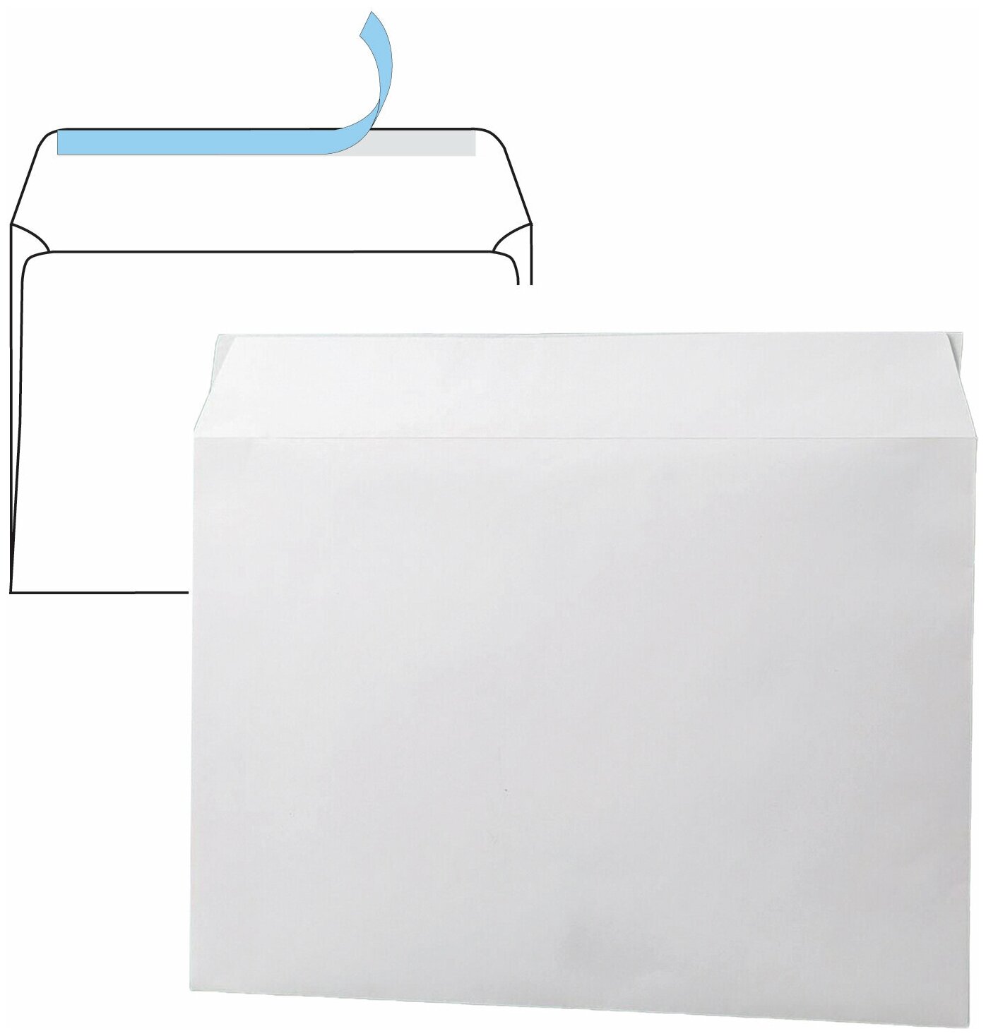 Конверты С4 (229х324 мм), отрывная лента, 100 г/м2, комплект 500 шт, внутренняя запечатка, С4НКРс, в наборе 1 компл.