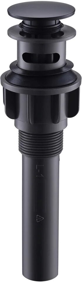 Донный клапан для раковины BelBagno BB-PCU-03-NERO с переливом, черный, матовый, с системой клик-клак, латунный