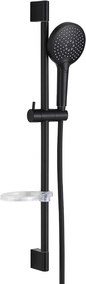 Душевой гарнитур AQUAme AQM8101MB черный, матовый, из нержавеющей стали, 3 режима струи, лейка для душа со шлангом и штангой