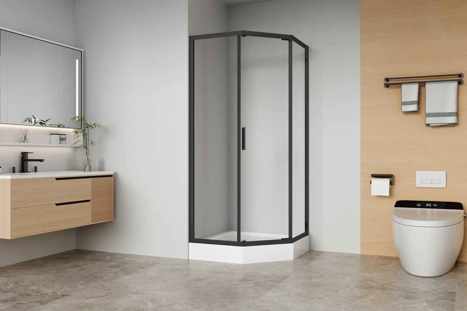 Душевой уголок Aquanet Bright 90x90 AE90-P-90x90-BT черный