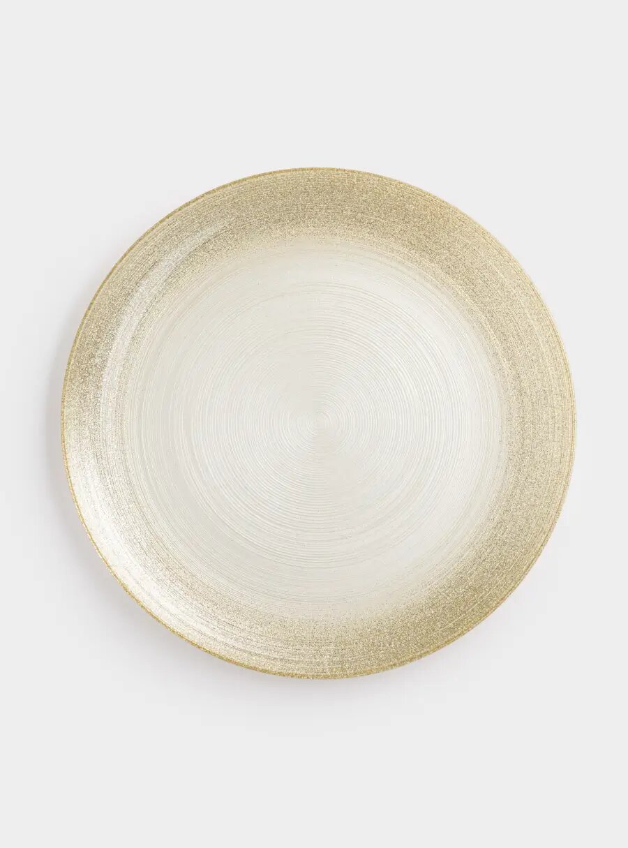 Тарелка обеденная, 28 см, стекло, молочная/шампань, Marbella