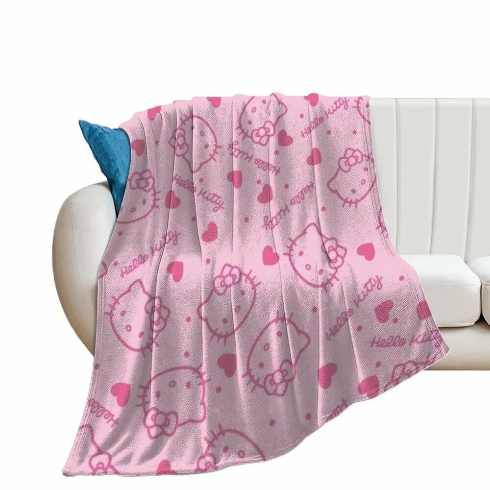 Hello Kitty Плед плюшевый, фактурный , Велсофт, 200 см х 150 см