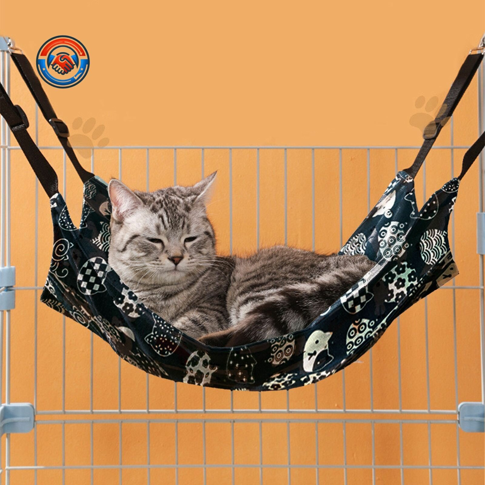 Подвесной гамак для кошек и мелких животных, регулируемая двусторонняя лежанка, легко стирается, устойчивые ремни и крючки, компактный размер 38x48 см