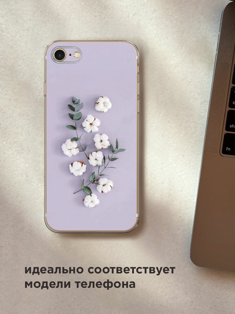 Чехол на Apple iPhone 7 / Айфон 7 с принтом "Веточка хлопка" — фото 1
